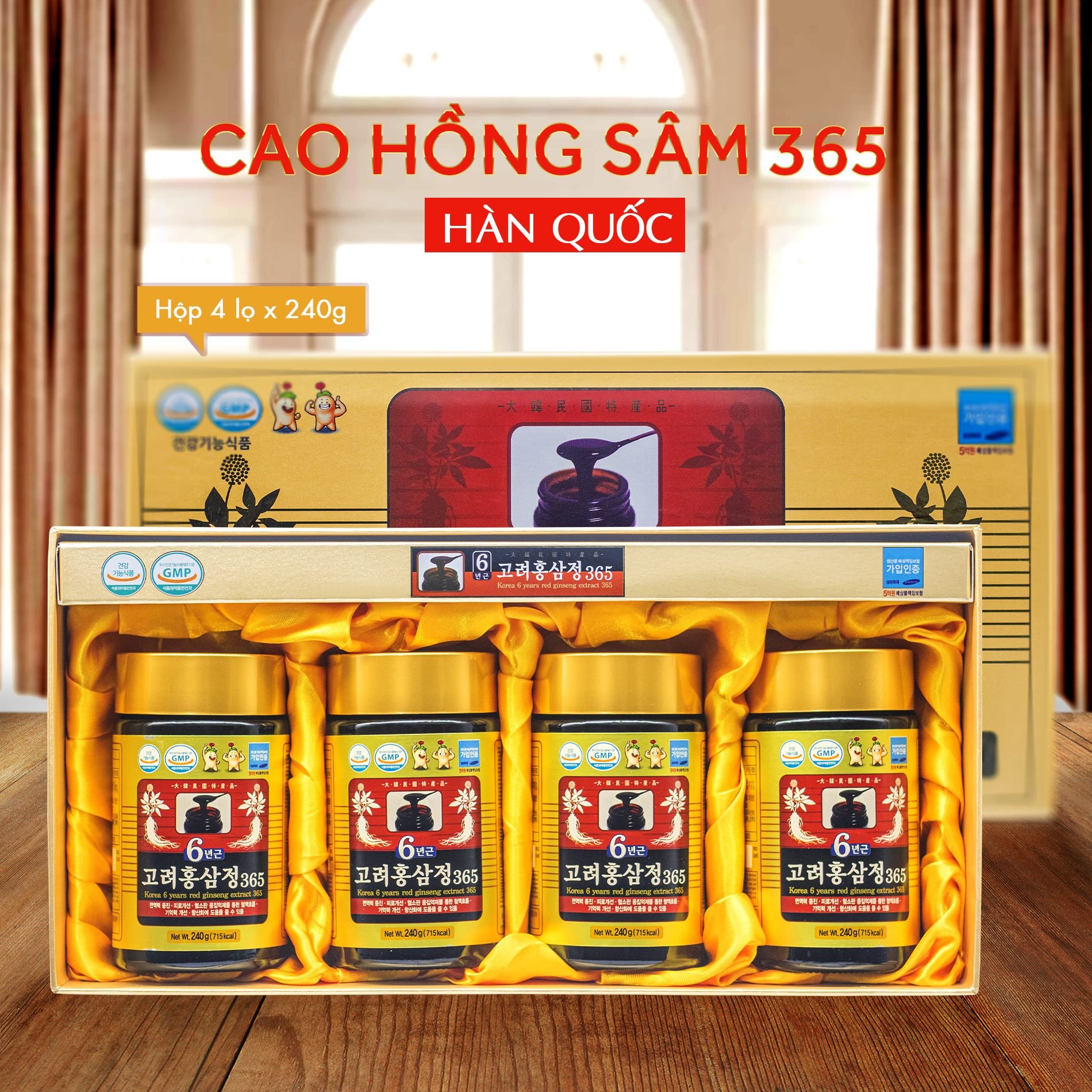 Cao Hồng Sâm 365 Hàn Quốc Daehan (Hộp 240g x 4 Lọ) - Đông Trùng Hạ Thảo Minh's Farm